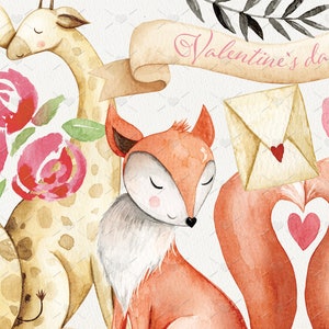 Watercolor Valentine's Day Clipart, Love Clipart Set, Woodland Animals ...