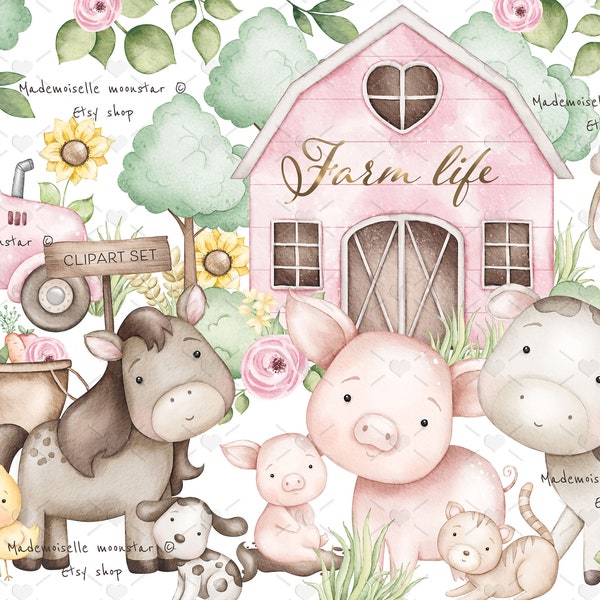 Farm Animal Clipart - Etsy