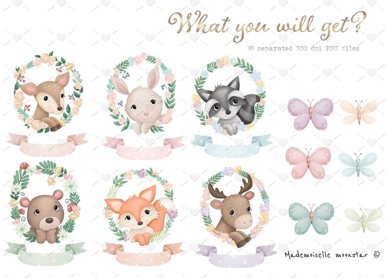 Cute Forest Babies Animals Clipart Set 300 Dpi PNG Files. | Etsy