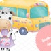 Back to School Farm Animals Clipart, School Bus Clipart, Watercolor ...