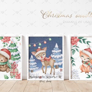 Christmas Forest Animals Clipart. Winter Wonderland. Woodland Animals ...