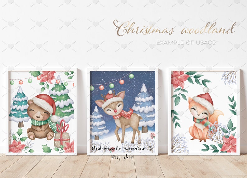 Christmas Forest Animals Clipart. Winter Wonderland. Woodland - Etsy