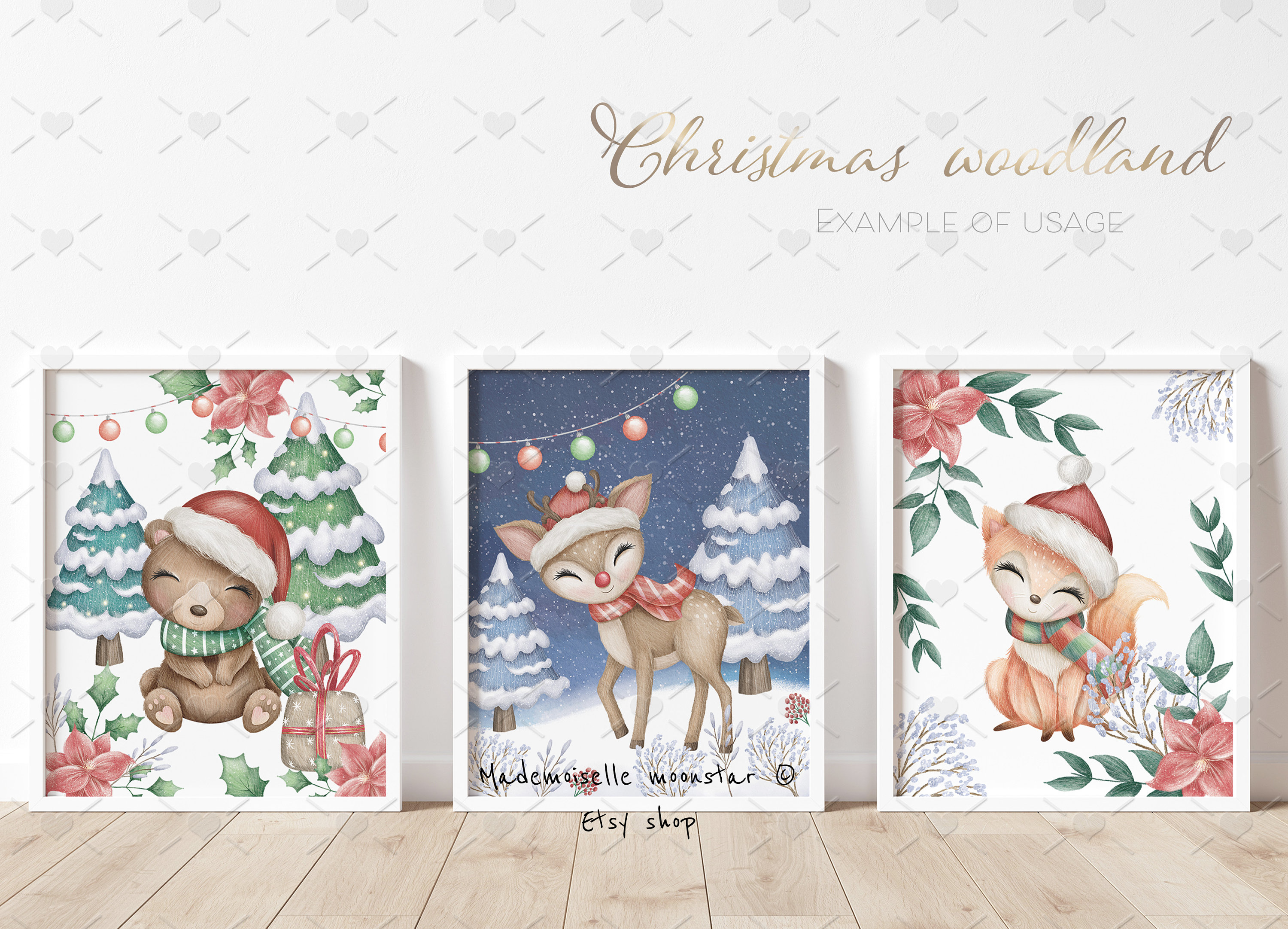 Christmas Forest Animals Clipart. Winter Wonderland. Woodland - Etsy