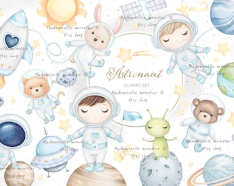 Watercolor Young Astronaut Cliparts Bundle PNG 47 - Etsy