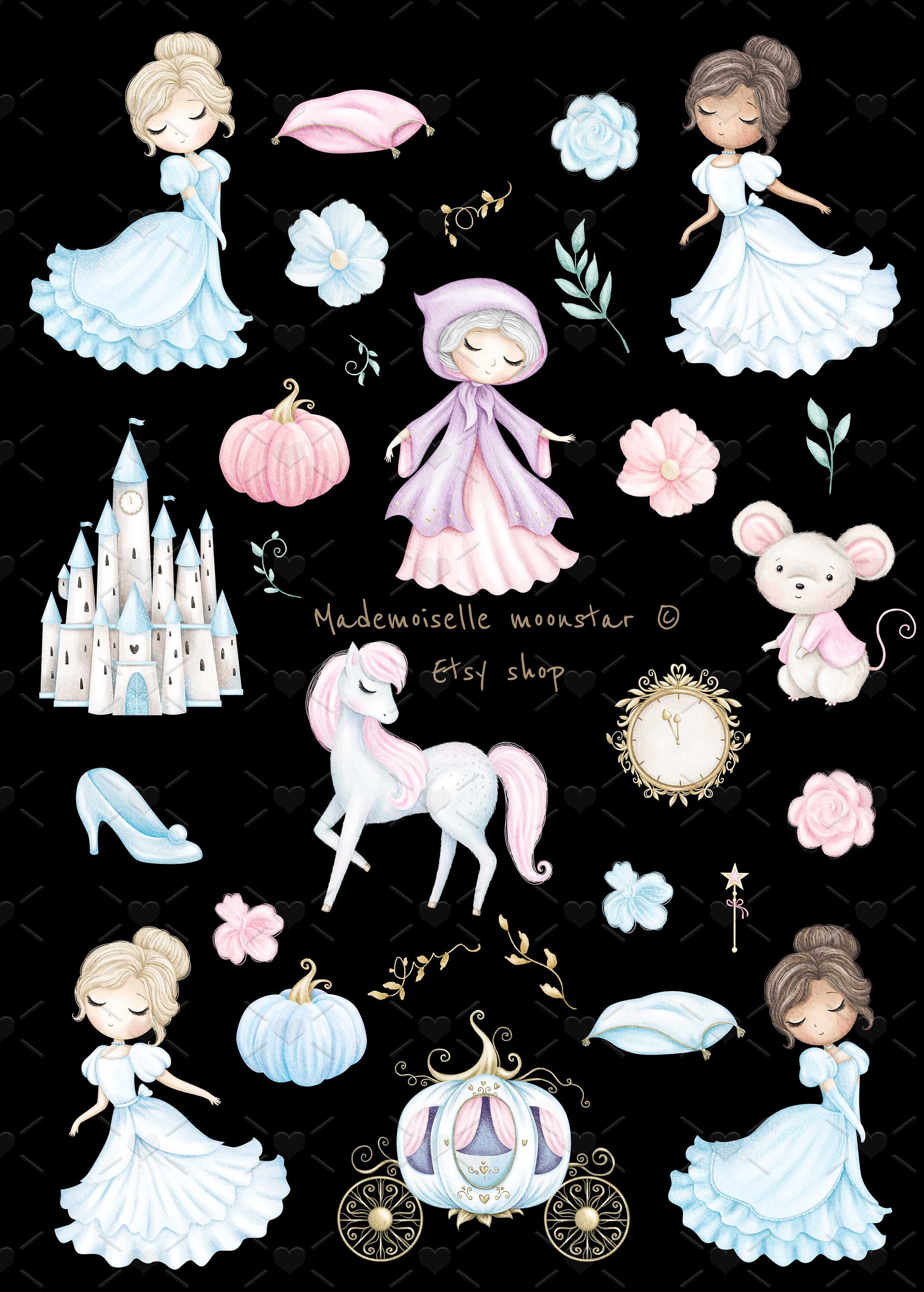 Fairy Tale Princes Clipart Set. Princess Watercolor Clipart. - Etsy UK