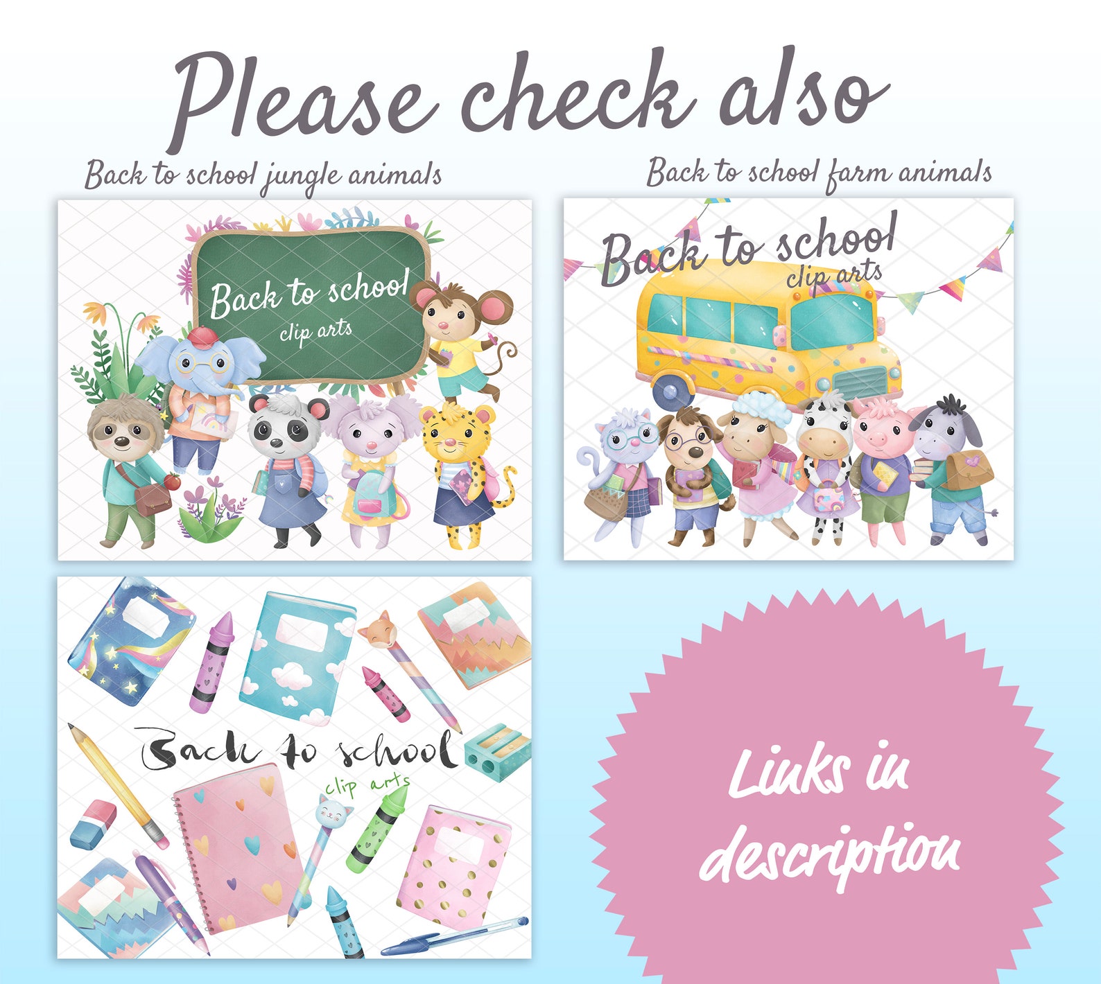 Watercolor Back to School Clipart Forest Animals Watercolor - Etsy