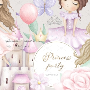 Little Princess Birthday Party Clipart Set. Baby Girl Clipart ...