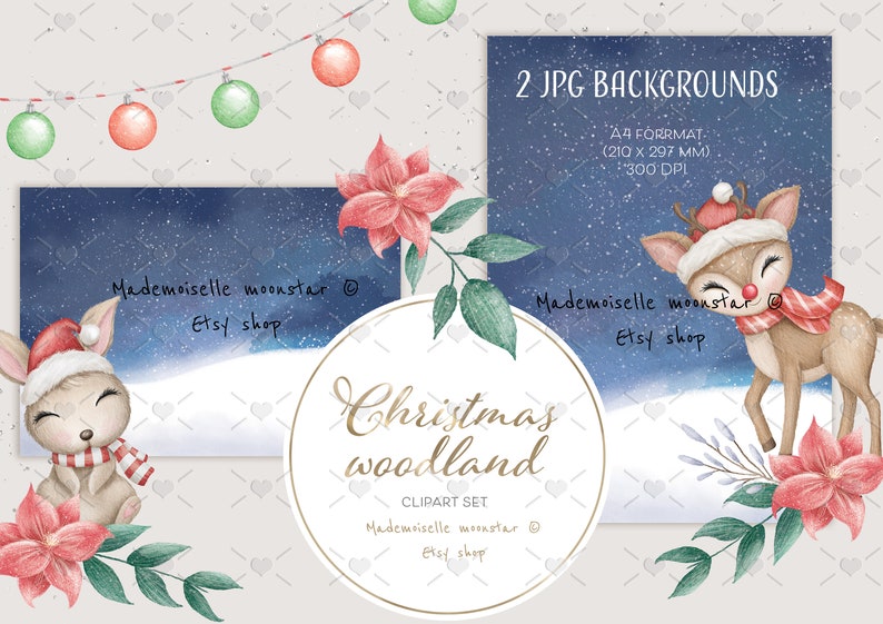 Christmas Forest Animals Clipart. Winter Wonderland. Woodland - Etsy