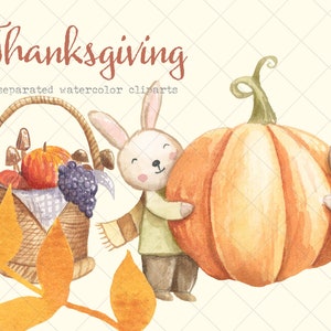 Watercolor Thanksgiving Clipart Set, Forest Animals, Turkey, Fox ...