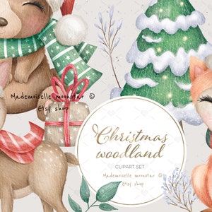Christmas Forest Animals Clipart. Winter Wonderland. Woodland Animals ...