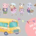 Back to School Farm Animals Clipart, School Bus Clipart, Watercolor ...