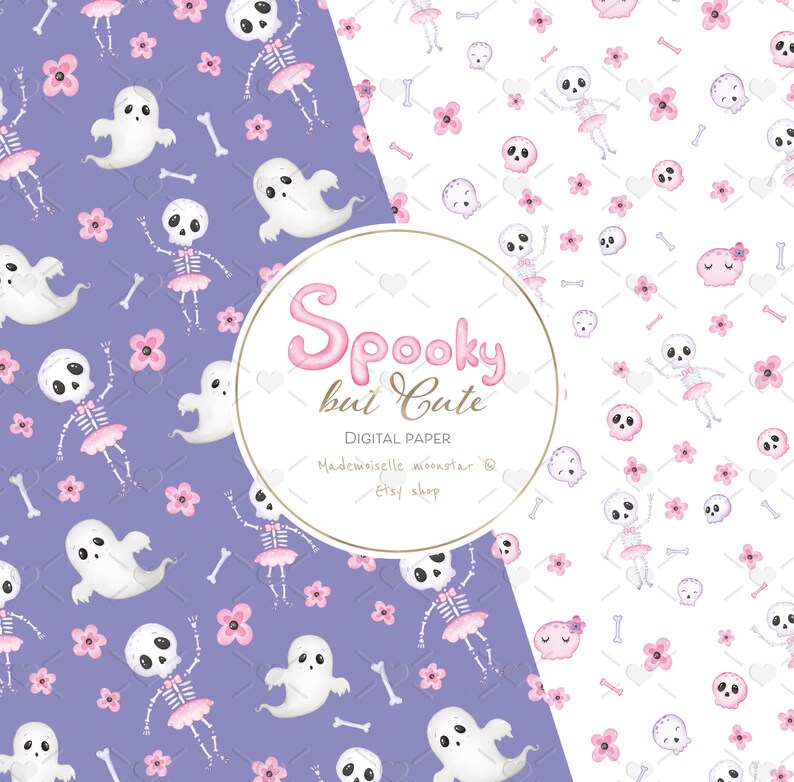 Seamless Digital Pattern Cute but Spooky Halloween. Digital Paper Set ...