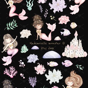 Little Mermaids Garden. Spring Garden. Pink Mermaid. Underwater Clipart ...