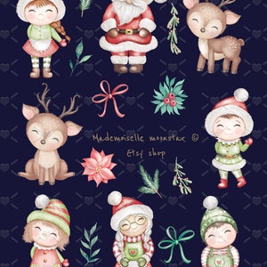 Cute Christmas Clipart Set - Cute Santa, Mrs Clause, Reindeers, Elves ...