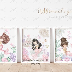 Little Mermaids Garden. Spring Garden. Pink Mermaid. Underwater Clipart ...