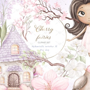 Cherry Fairy Garden Clipart Set. Magic Fairies PNG Files. 300 DPI ...