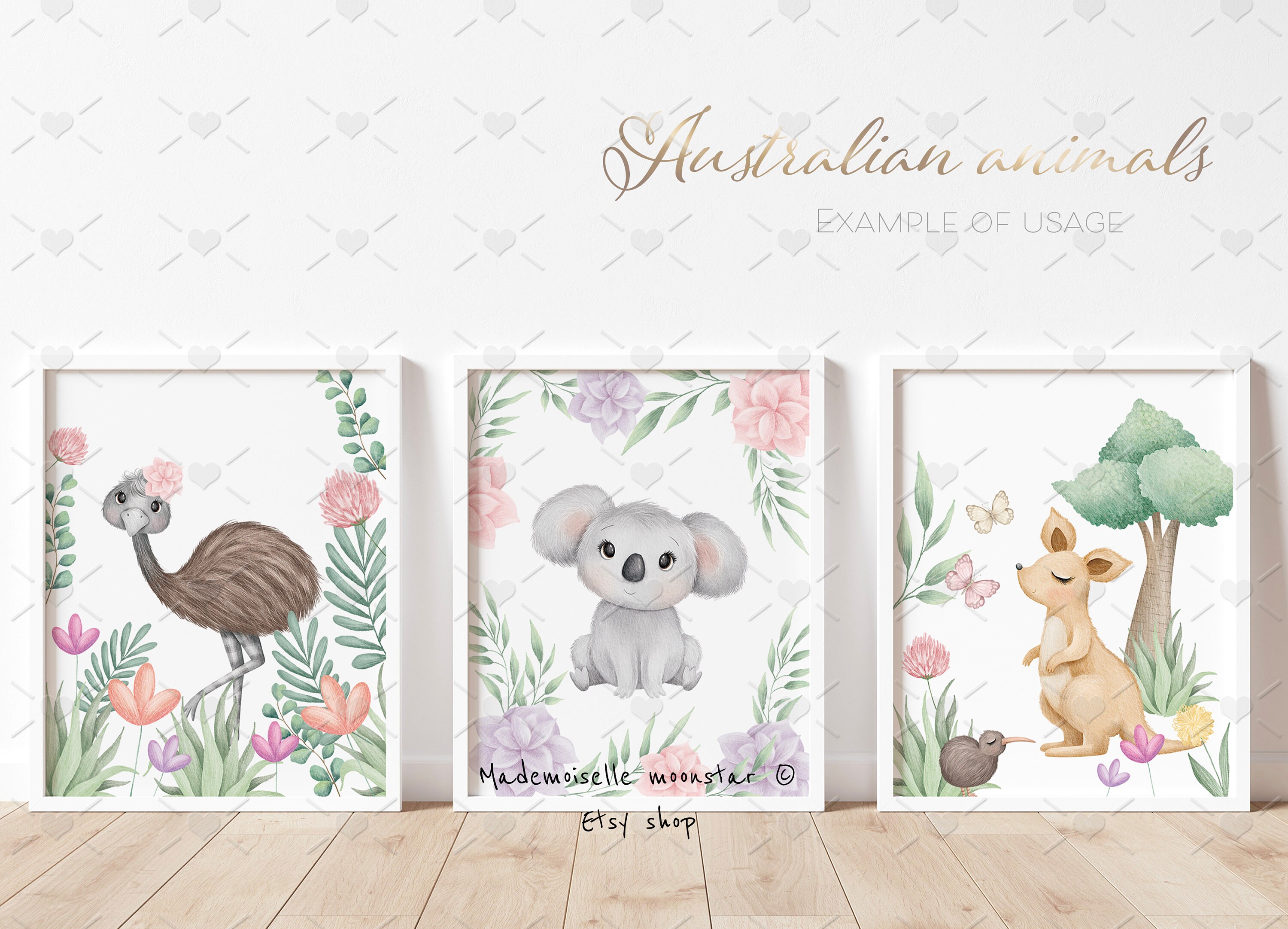 Australian Animals Clipart Set. Cute Koala Kangaroo Wombat - Etsy