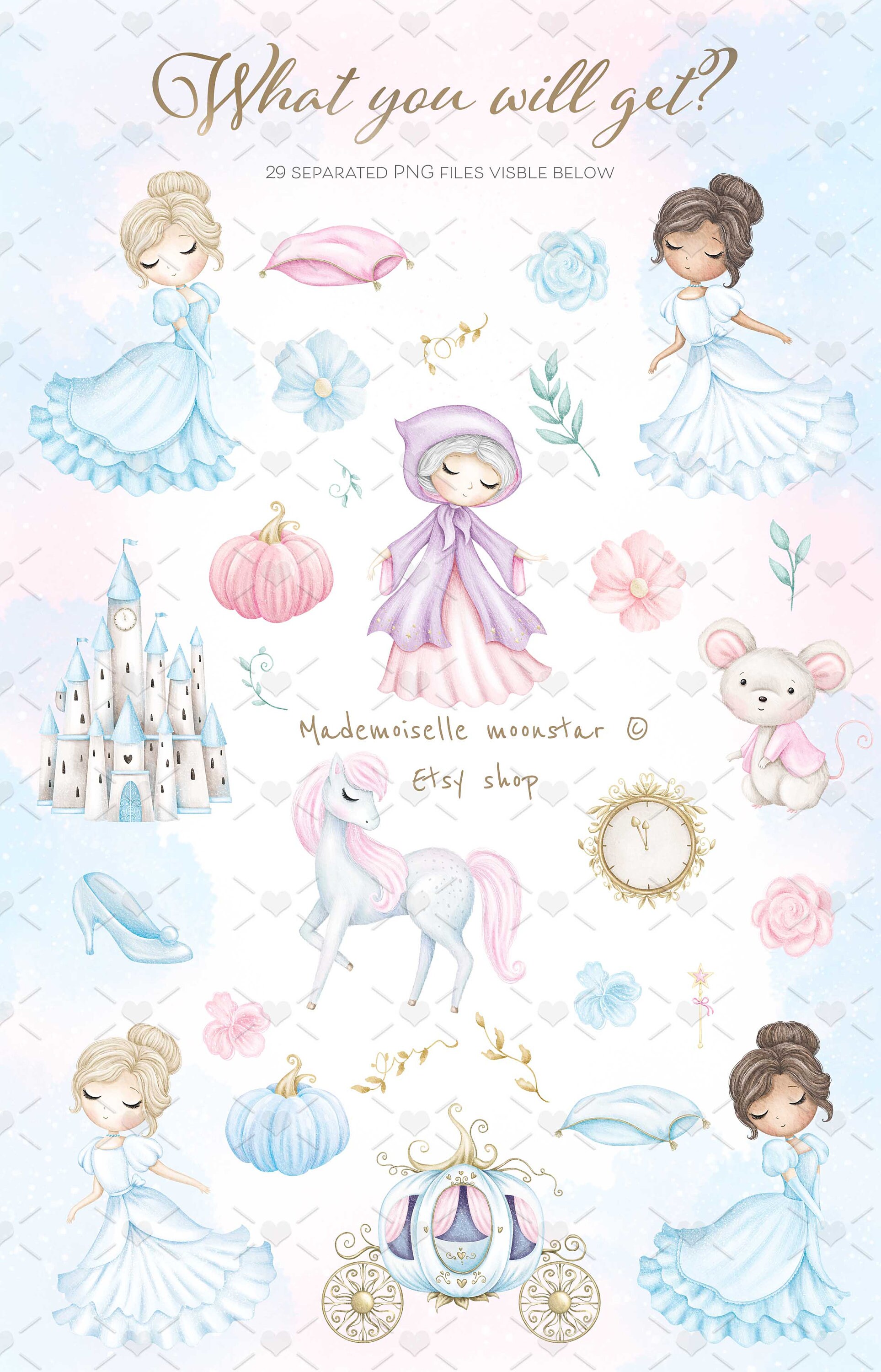 Fairy Tale Princes Clipart Set. Princess Watercolor Clipart. - Etsy UK
