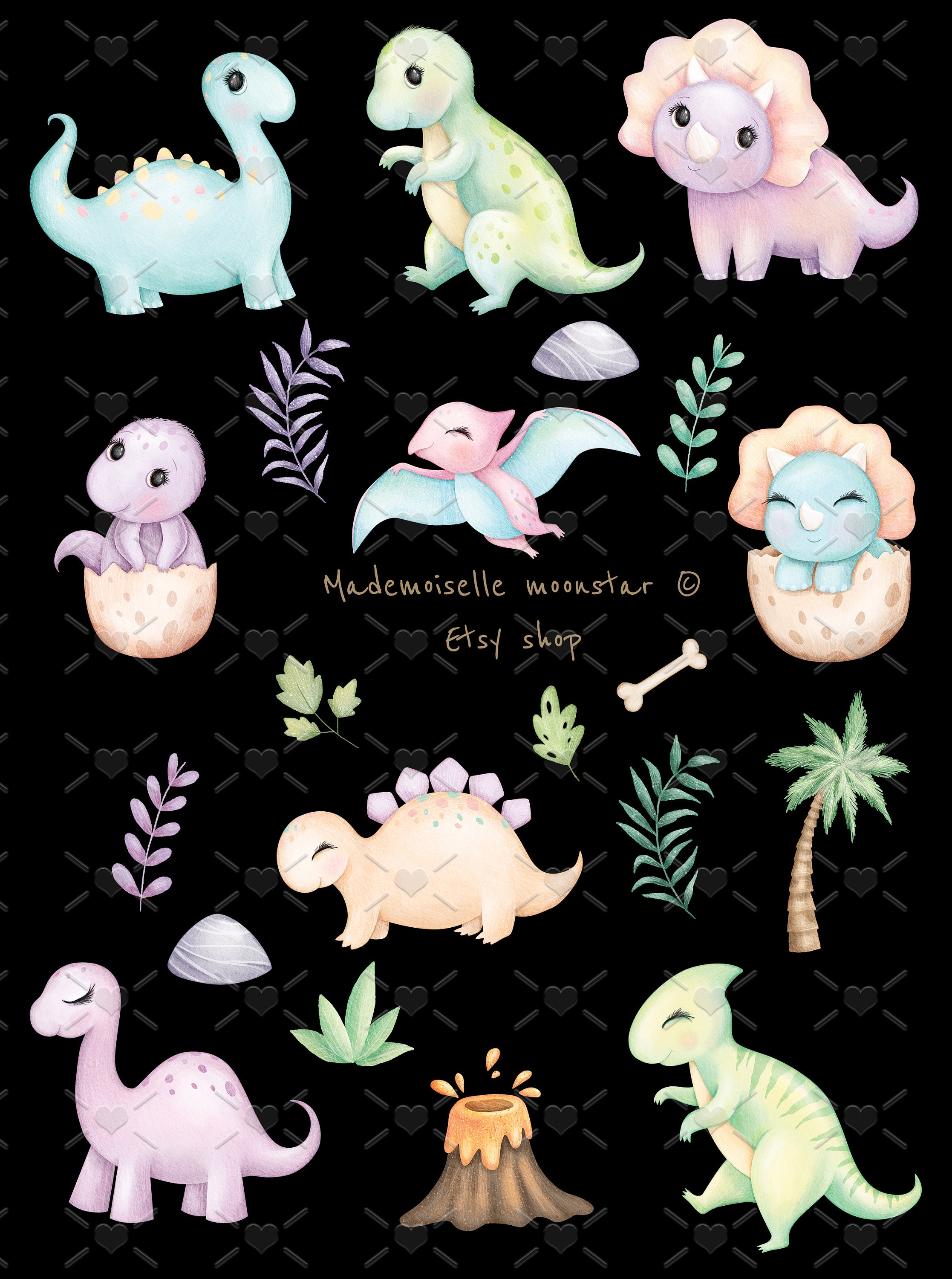 Cute Dinosaurs Babies Clipart Set. 300 Dpi PNG Files. Digital - Etsy