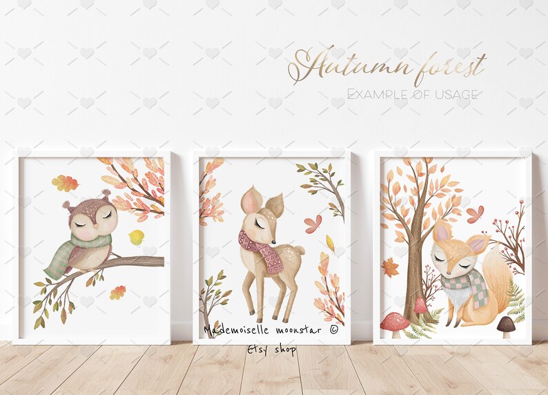 Autumn Forest Animals Clipart Set. Woodland Animals in Autumn | Etsy