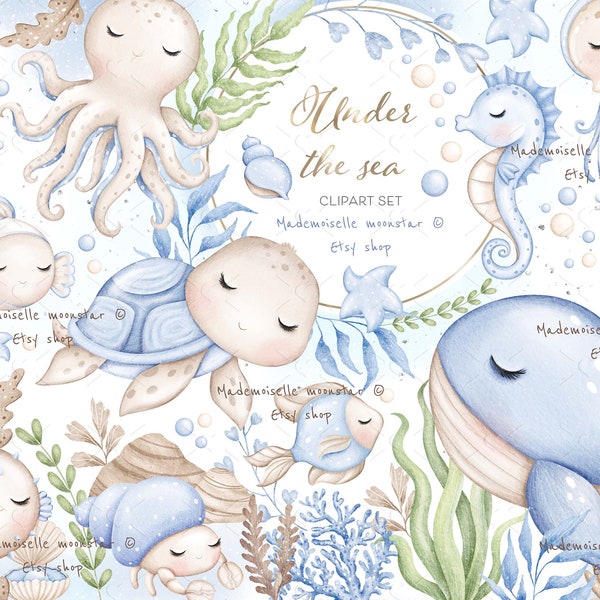Sea Animals Clipart - Etsy