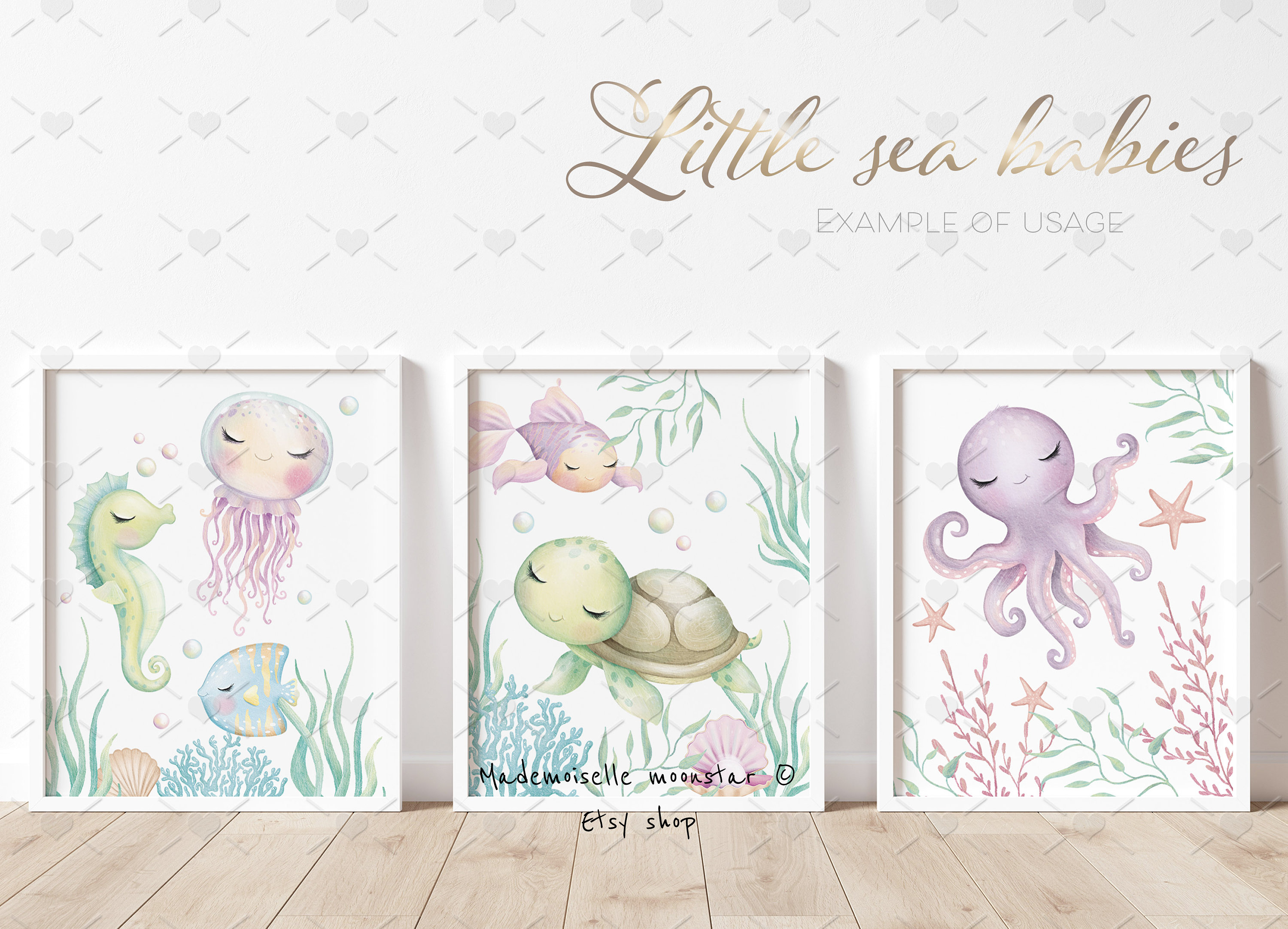 Little Sea Animals Clipart. Cute Sea Creatures Digital PNG - Etsy