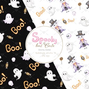 Seamless Digital Pattern Cute but Spooky Halloween. Digital Paper Set ...