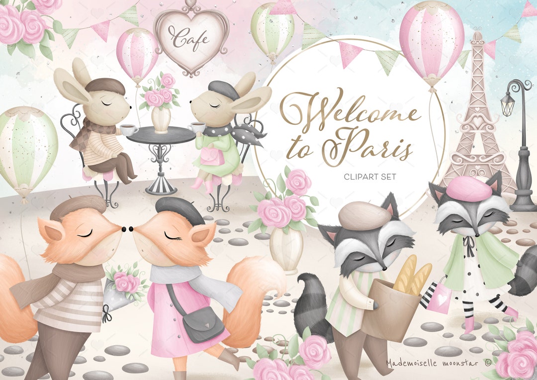Welcome to Paris Clipart Set. Cute Forest Animals Clipart. 300 Dpi PNG ...