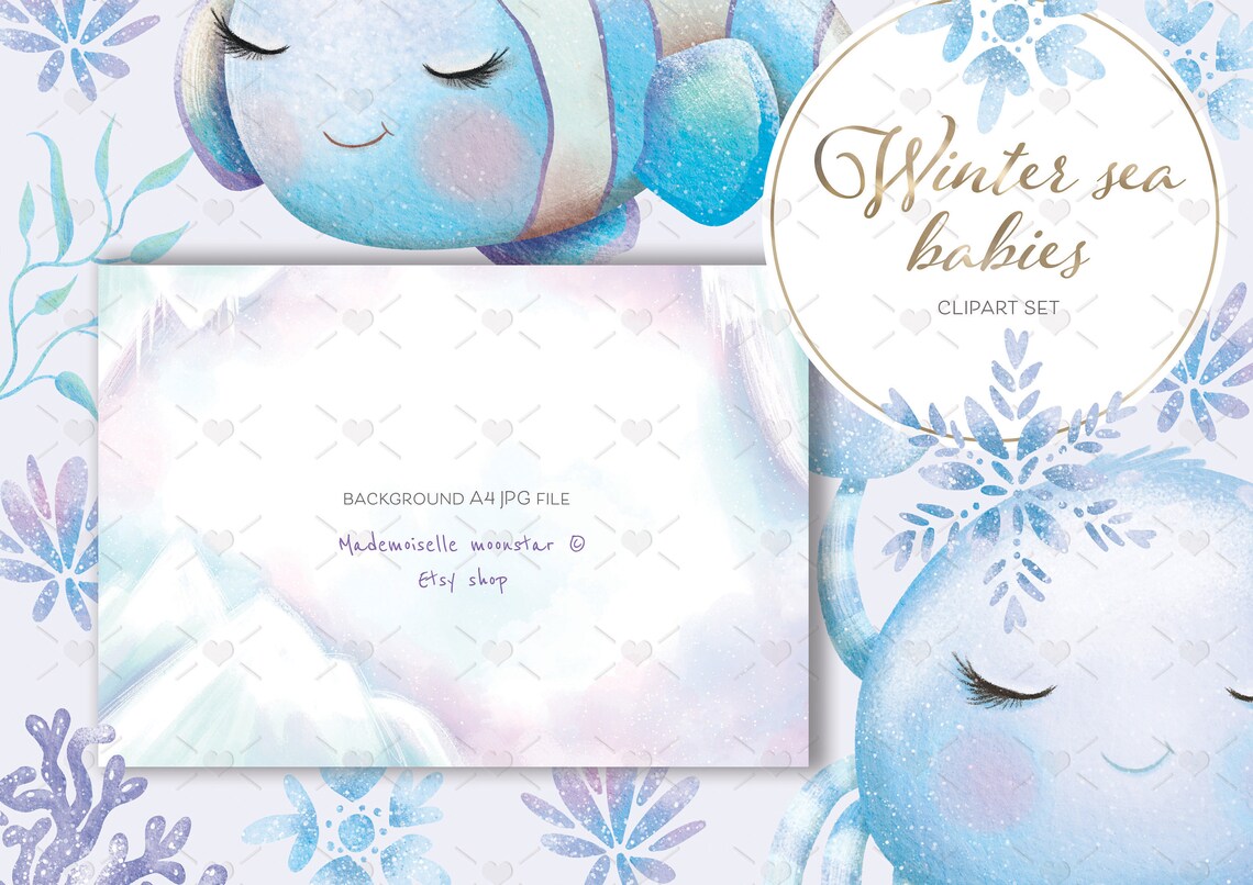 Little Winter Sea Animals Clipart. Cute Sea Creatures Digital - Etsy