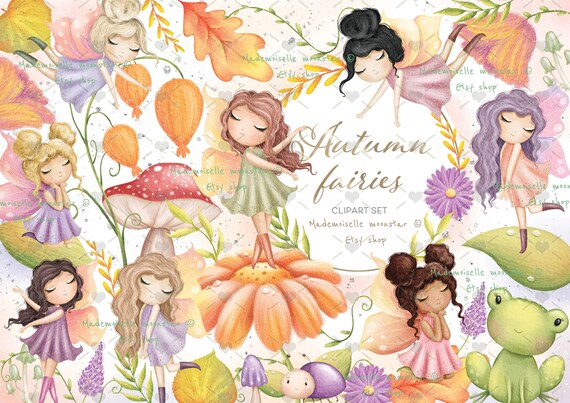 Conjunto de clipart de jardín de hadas de otoño. Jardín - Etsy España
