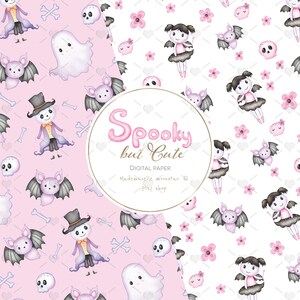 Seamless Digital Pattern Cute but Spooky Halloween. Digital Paper Set ...