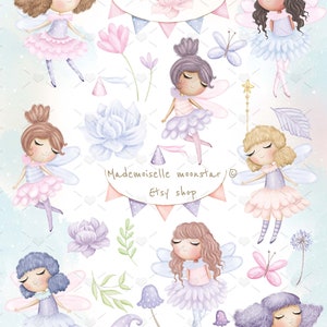 Fairy Spring Garden Party Clipart Set. Cute Watercolor Magic Clipart ...