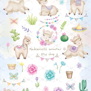 Cute Pastel Lama Clipart. Alpaca Clipart. Mexican, Fiesta, Alpaca Party ...
