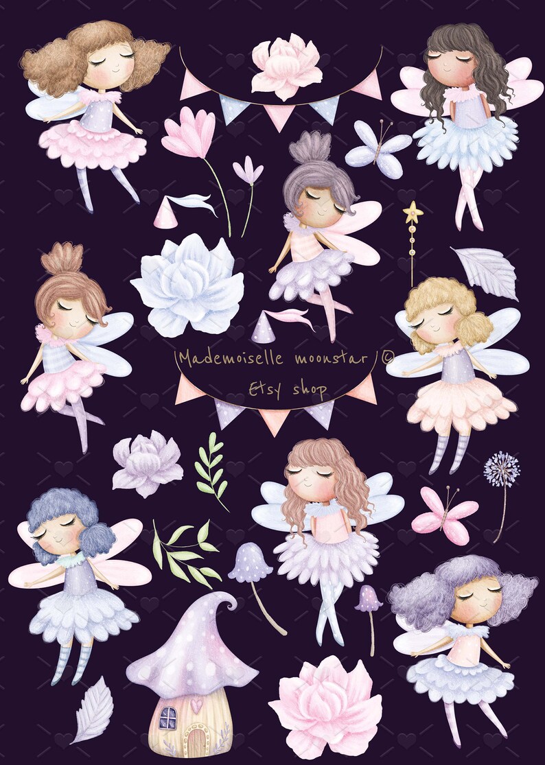 Fairy Spring Garden Party Clipart Set. Cute Watercolor Magic Clipart ...