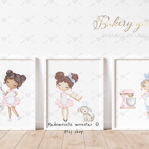 Baker Girls Clipart Set. Bakery, Sweets, Cookies, Kitchen PNG ...