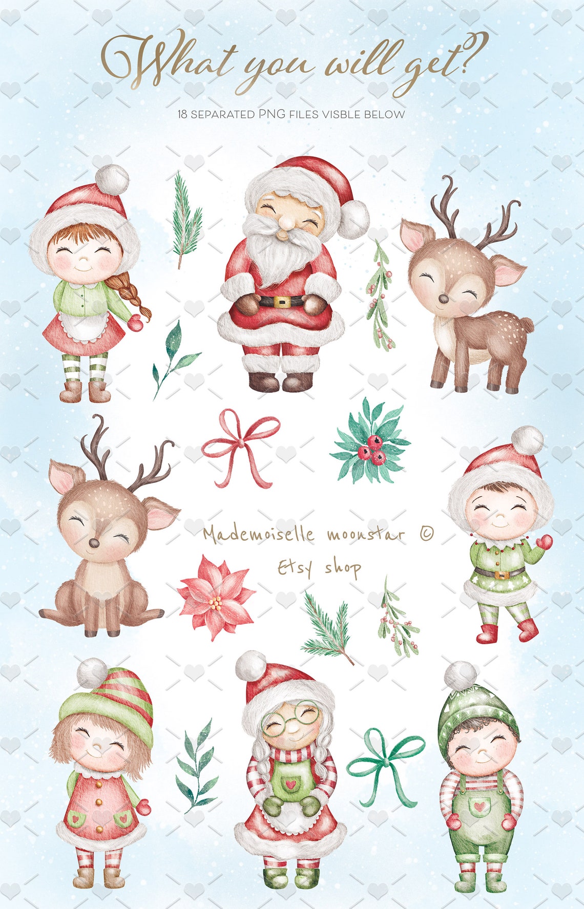 Cute Christmas Clipart Set Cute Santa Mrs Clause - Etsy