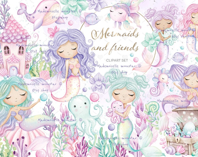 Mermaids, Digital Clip Art Set - Etsy