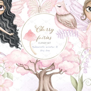 Cherry Fairy Garden Clipart Set. Magic Fairies PNG Files. 300 DPI ...