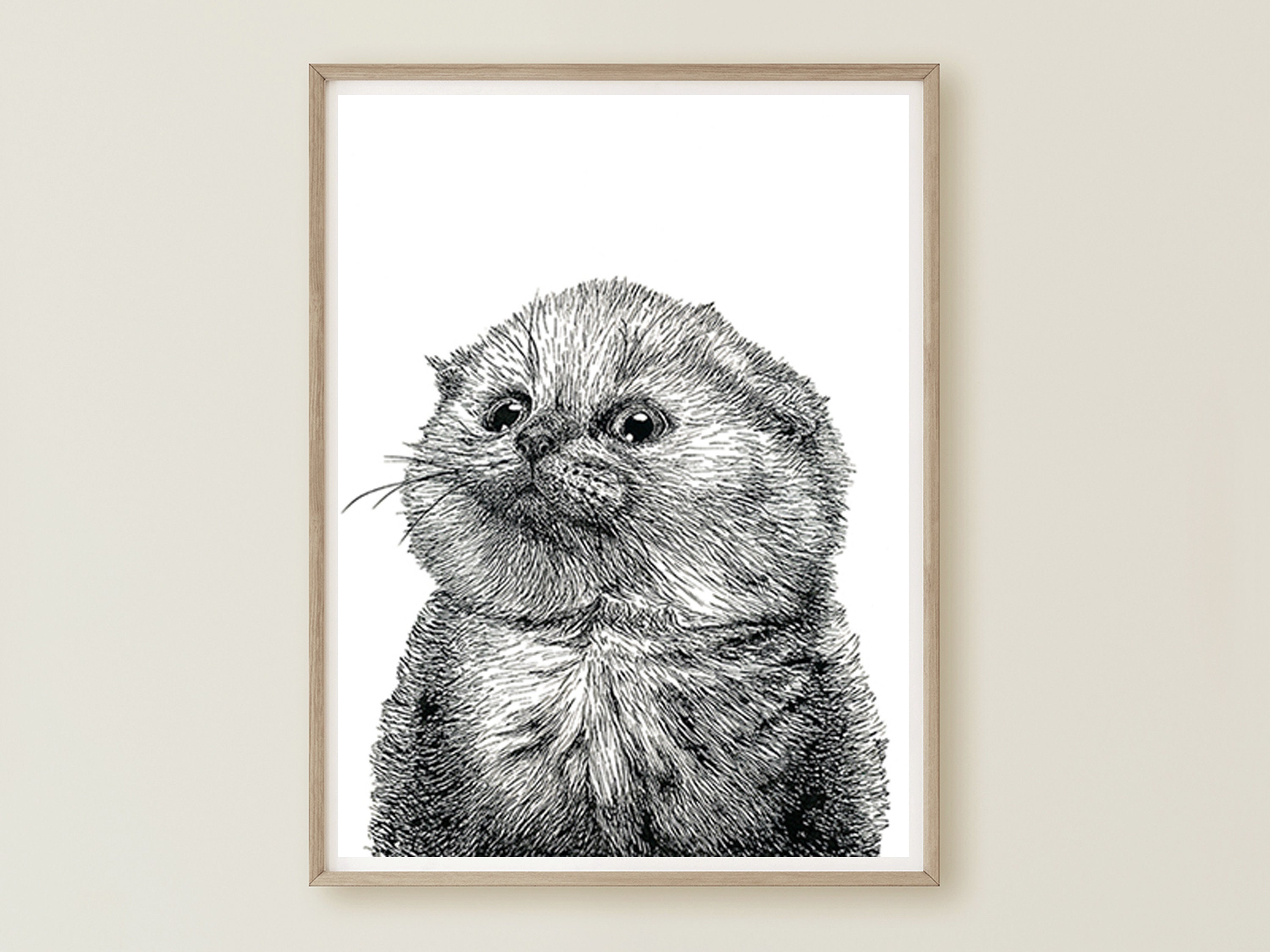 Cat Print, Printable Wall Art, Cat Drawing, Cat Ink, Kitten Art, Cat ...