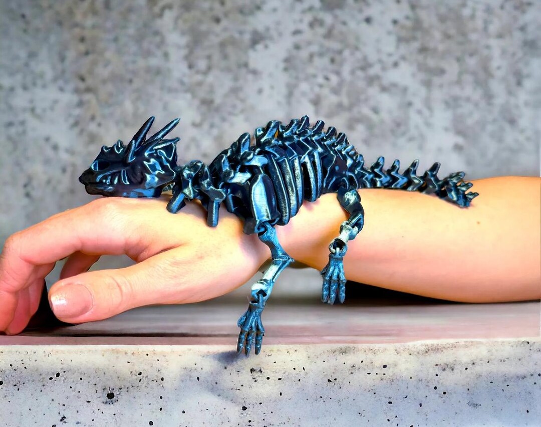 Poseable Dragon Skeleton Figurine 3D Printed, Highly Detailed, Fantasy ...