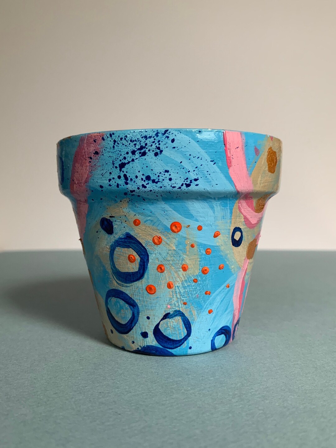 3 Inch Plant Pot | Abstract Art | Unique Planter | Hand Painted Flower ...
