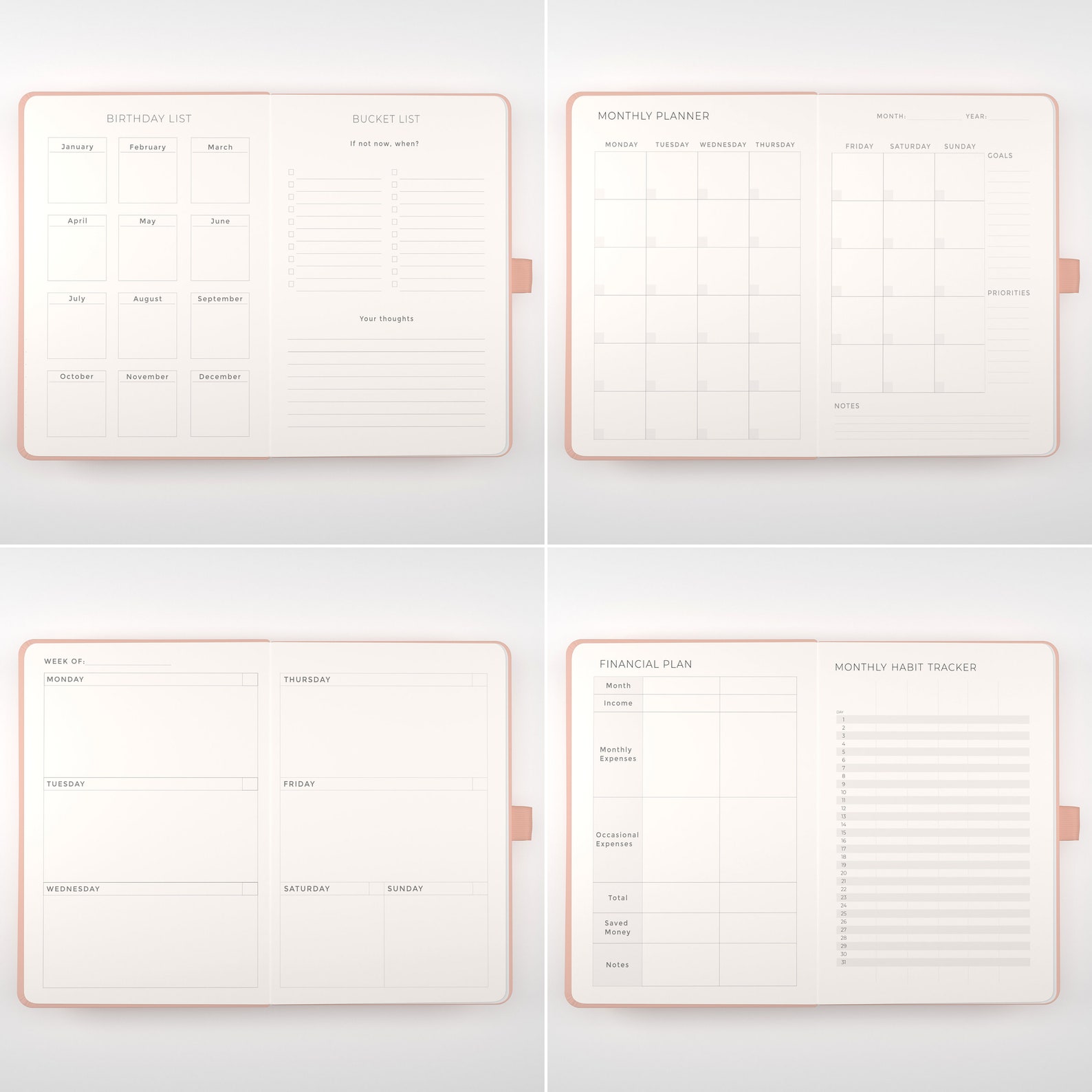 Planner Undated Planner A5 Thick 140gsm Paper NO Dates | Etsy UK