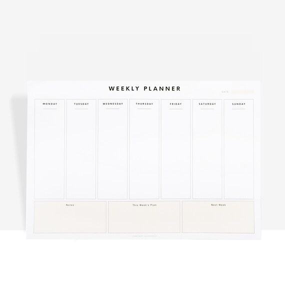 A3 Weekly Planner Pad 140gsm 52 Thick Pages Perfect Weekly | Etsy UK