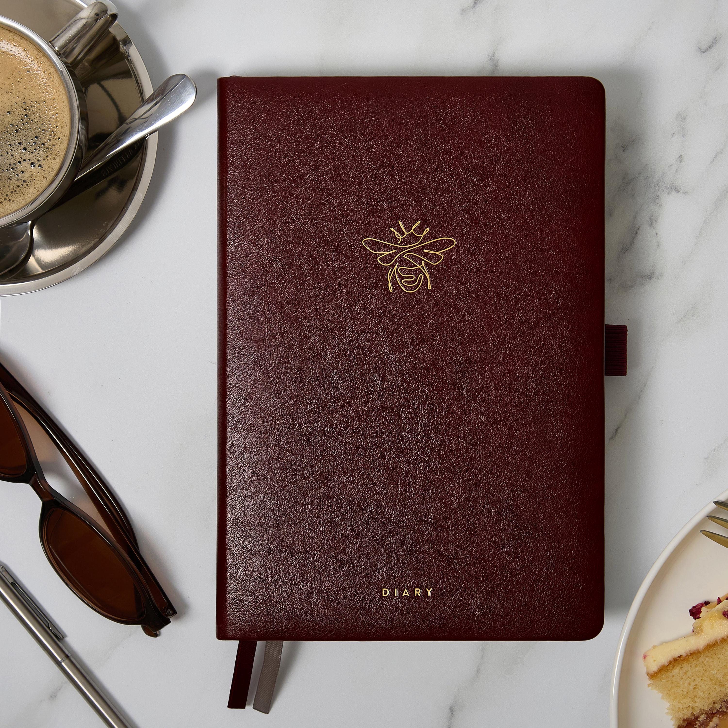Dark Maroon - 2026 Diary - Day per Page A5 - 2026 Diary With Monthly ...