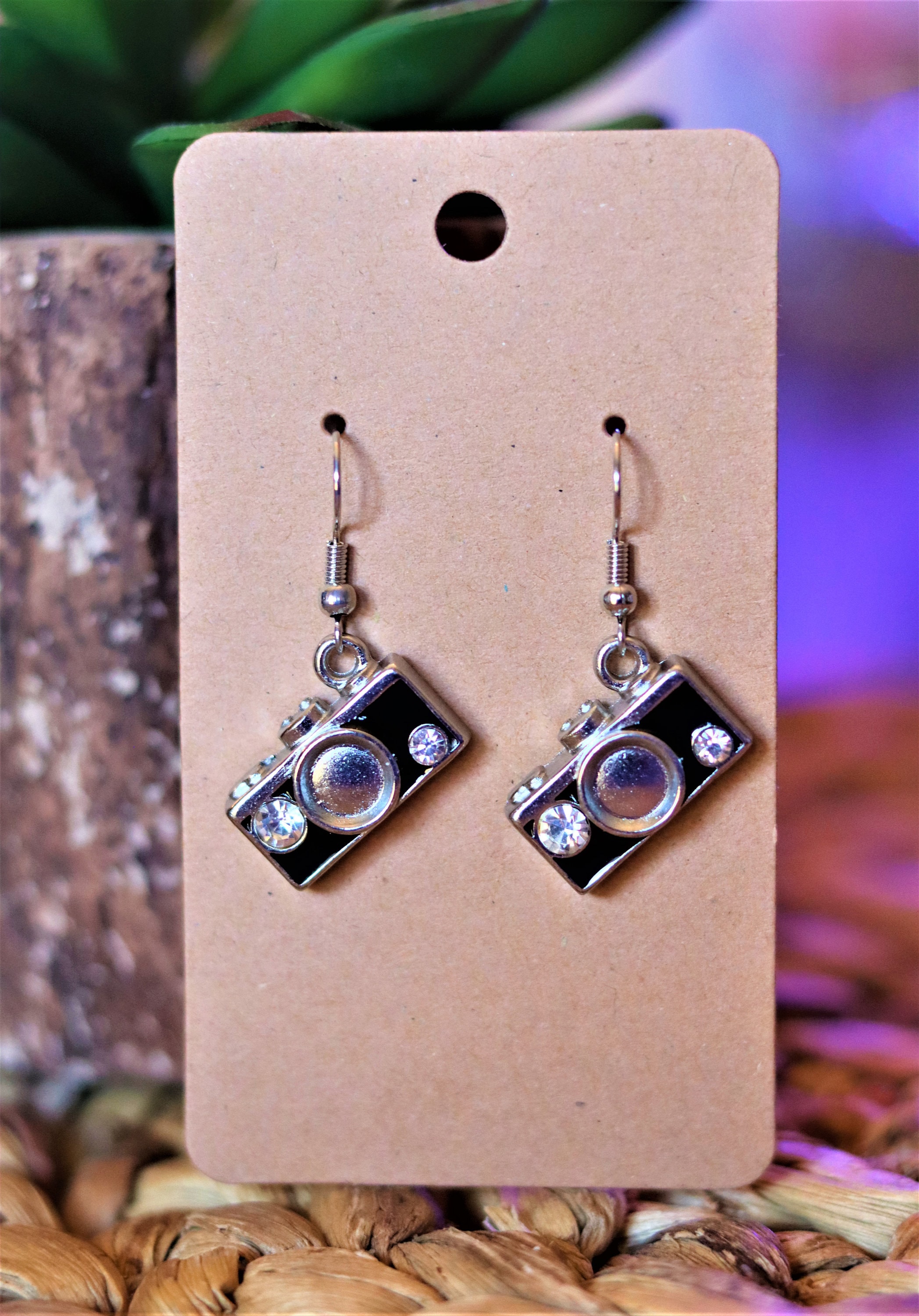 Camera Earrings With Rhinestones, Photographer Earrings, Travel and ...