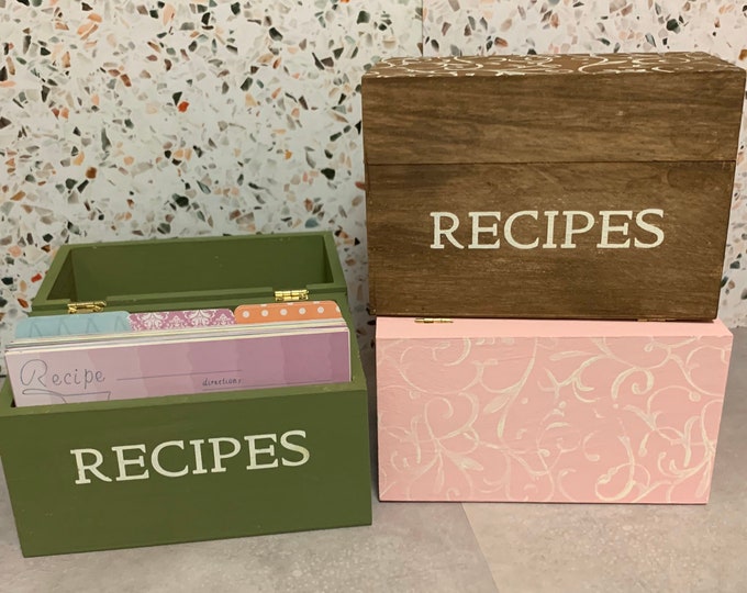 Vintage Style Recipe Box With Set of 50 Recipe Cards and Dividers |4x6 ...