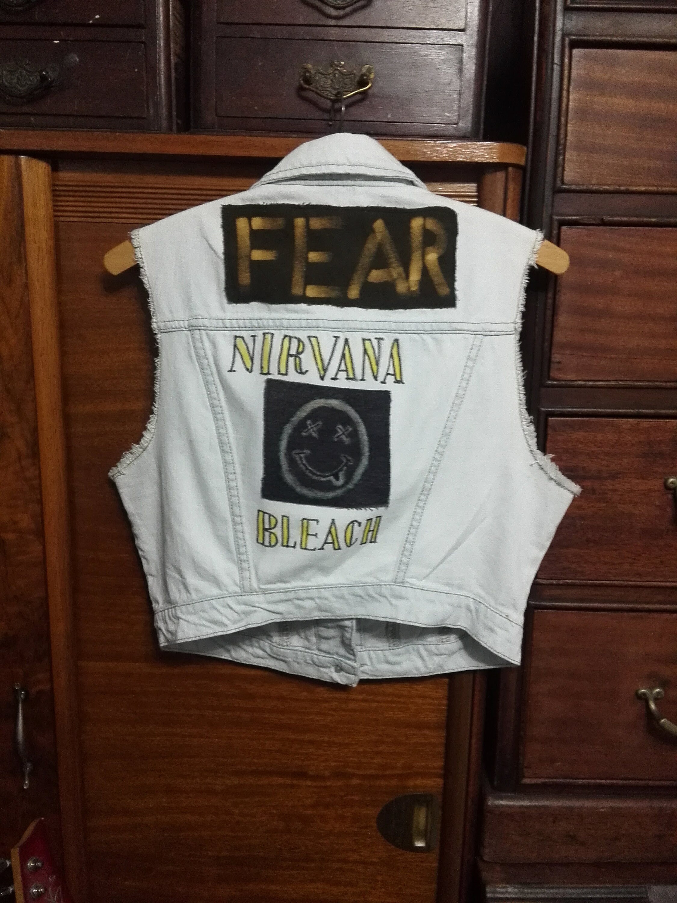 Punk Vest Nirvana Bleach Fear Punk Battle Jacket Battle - Etsy