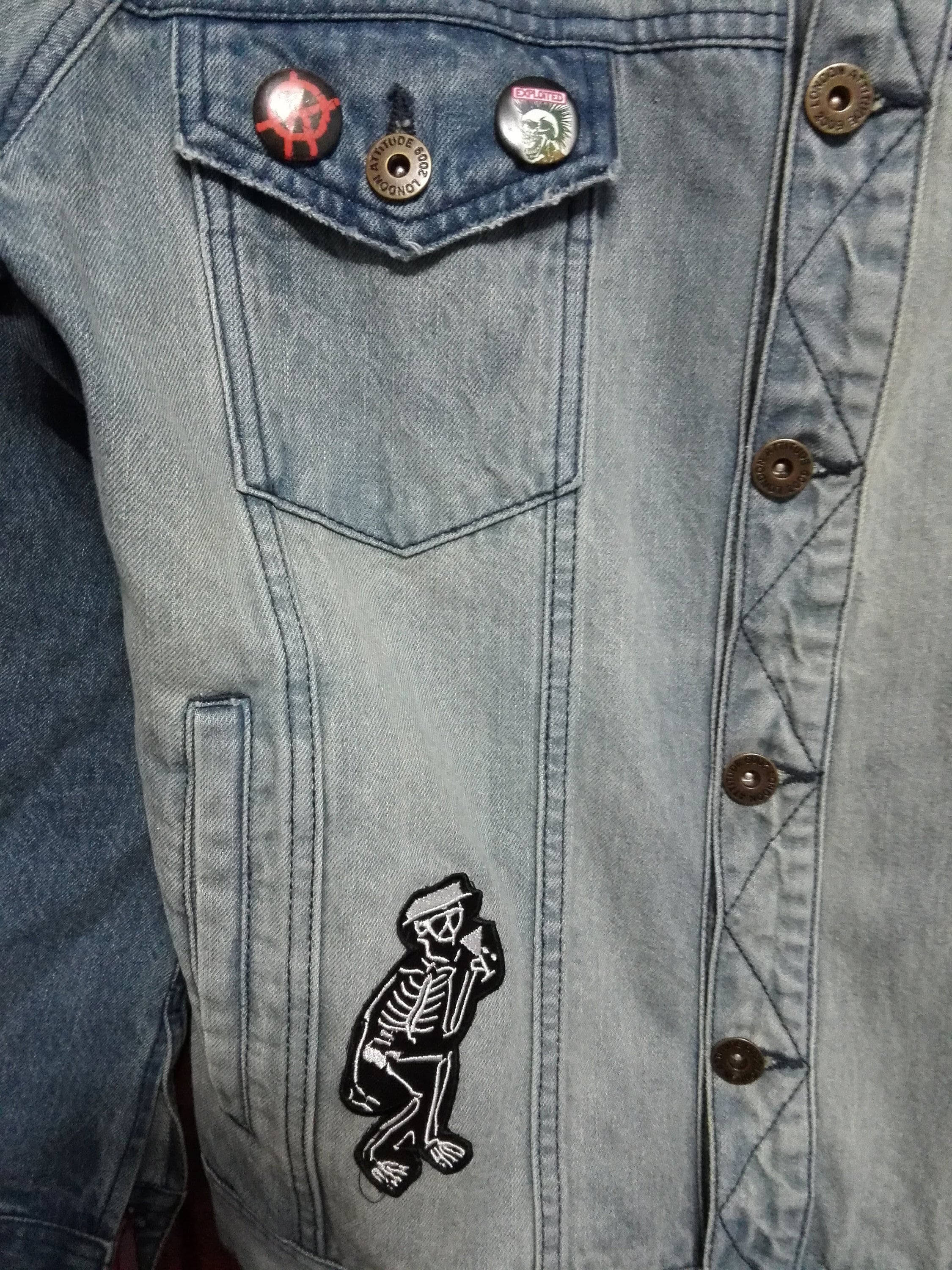 Punk Rock Denim Jacket, the Clash, Distressed, Anarchy, Bleached ...
