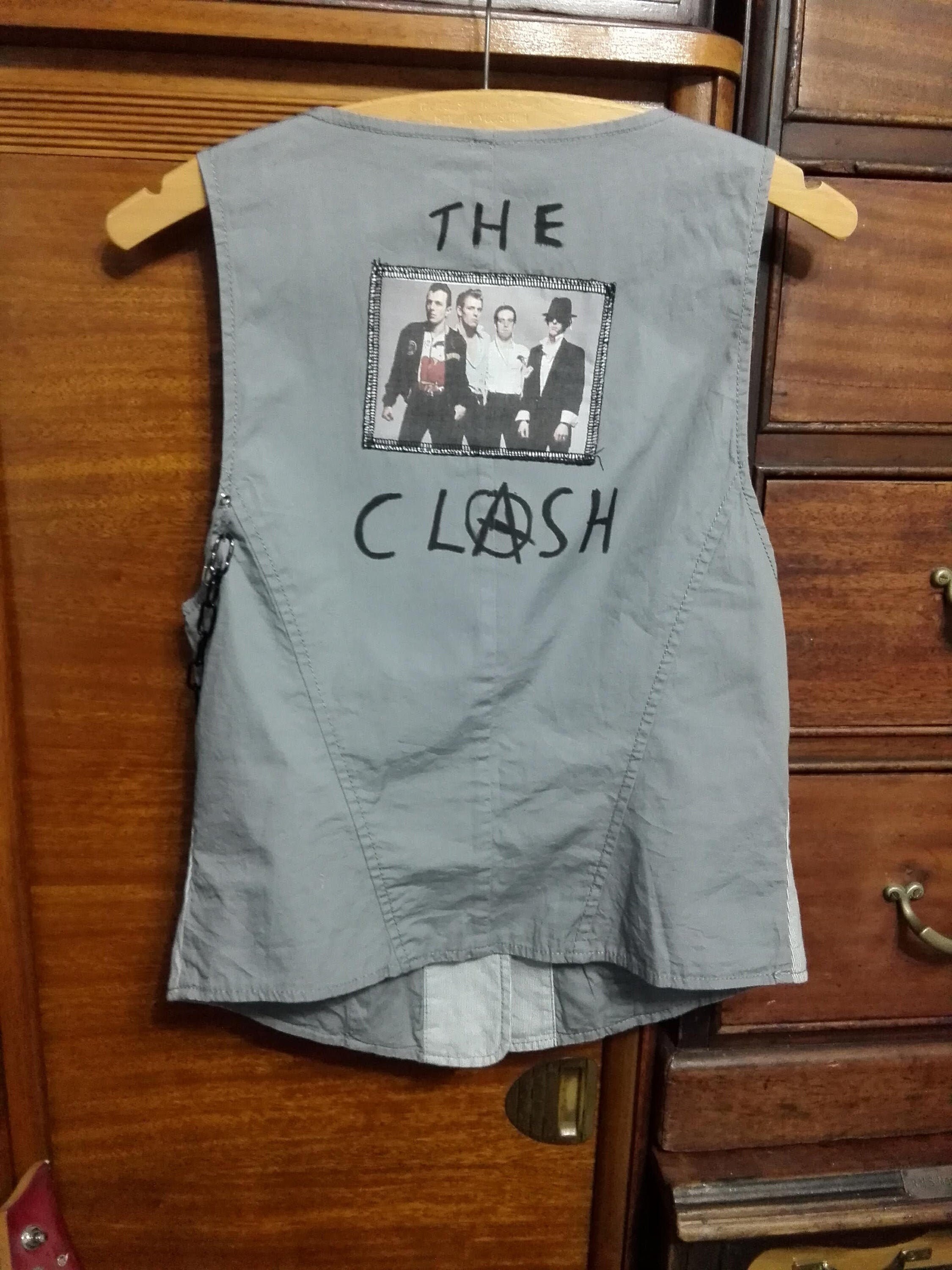 The Clash Tribute Waistcoat Badges Chains Safety Pins - Etsy