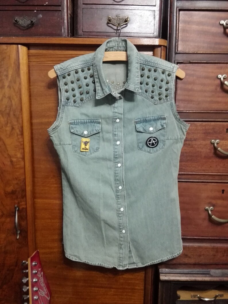 Punk Rock Vest Lightweight Denim Cut-off the Stranglers - Etsy